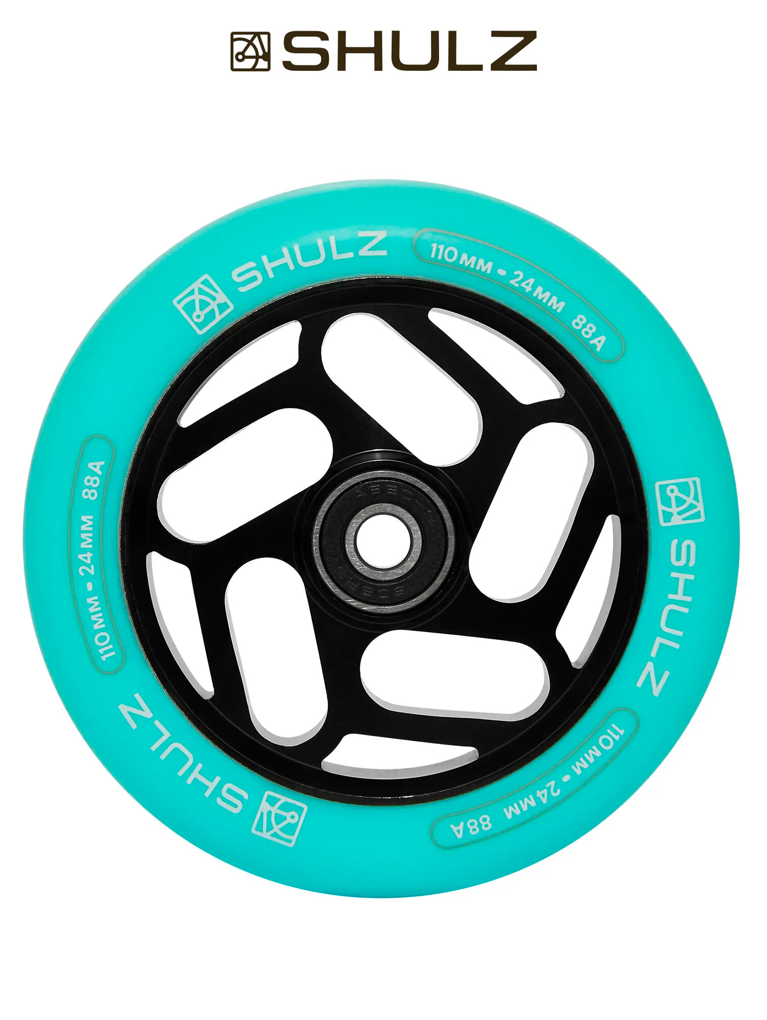 Колесо для трюкового самоката SHULZ 110 мм, 88A, фрезерованное, Нежно-зеленый