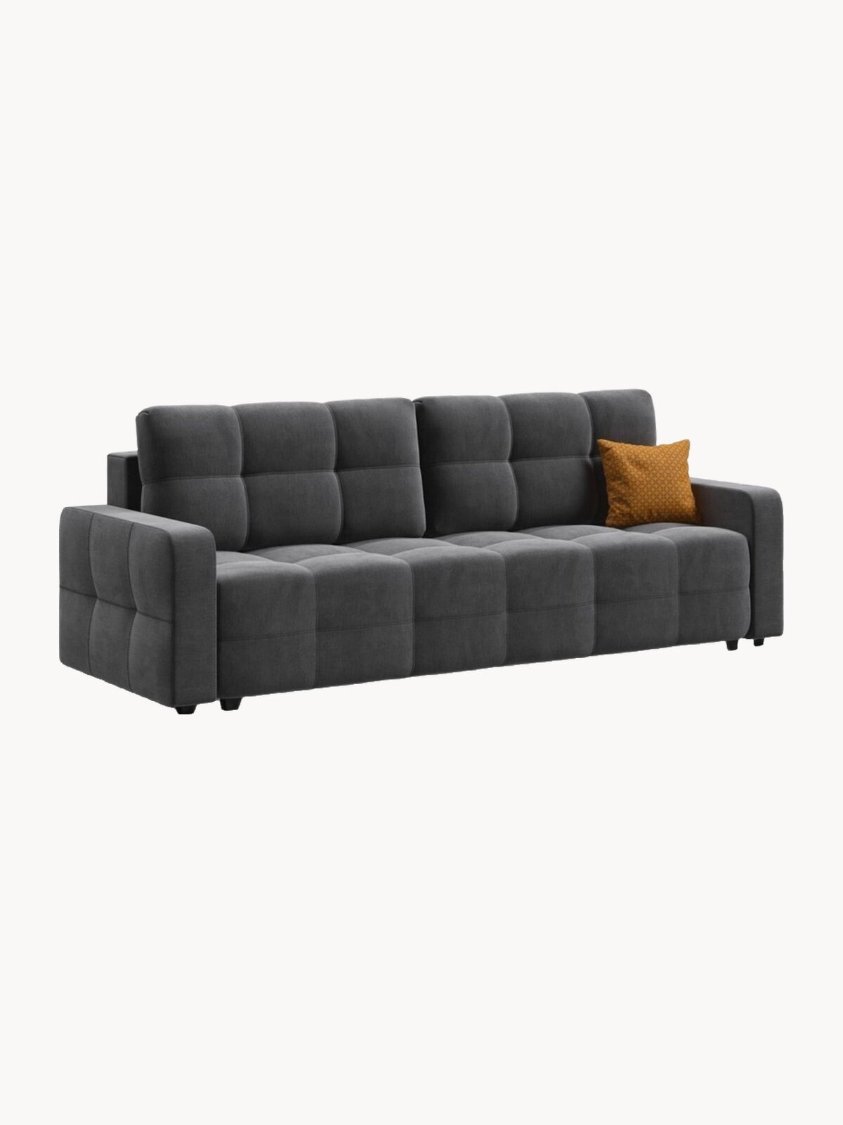 Прямой диван-кровать с ящиком для хранения DANDY Euro SE, велюр Monolit серый, 235x100x95 см