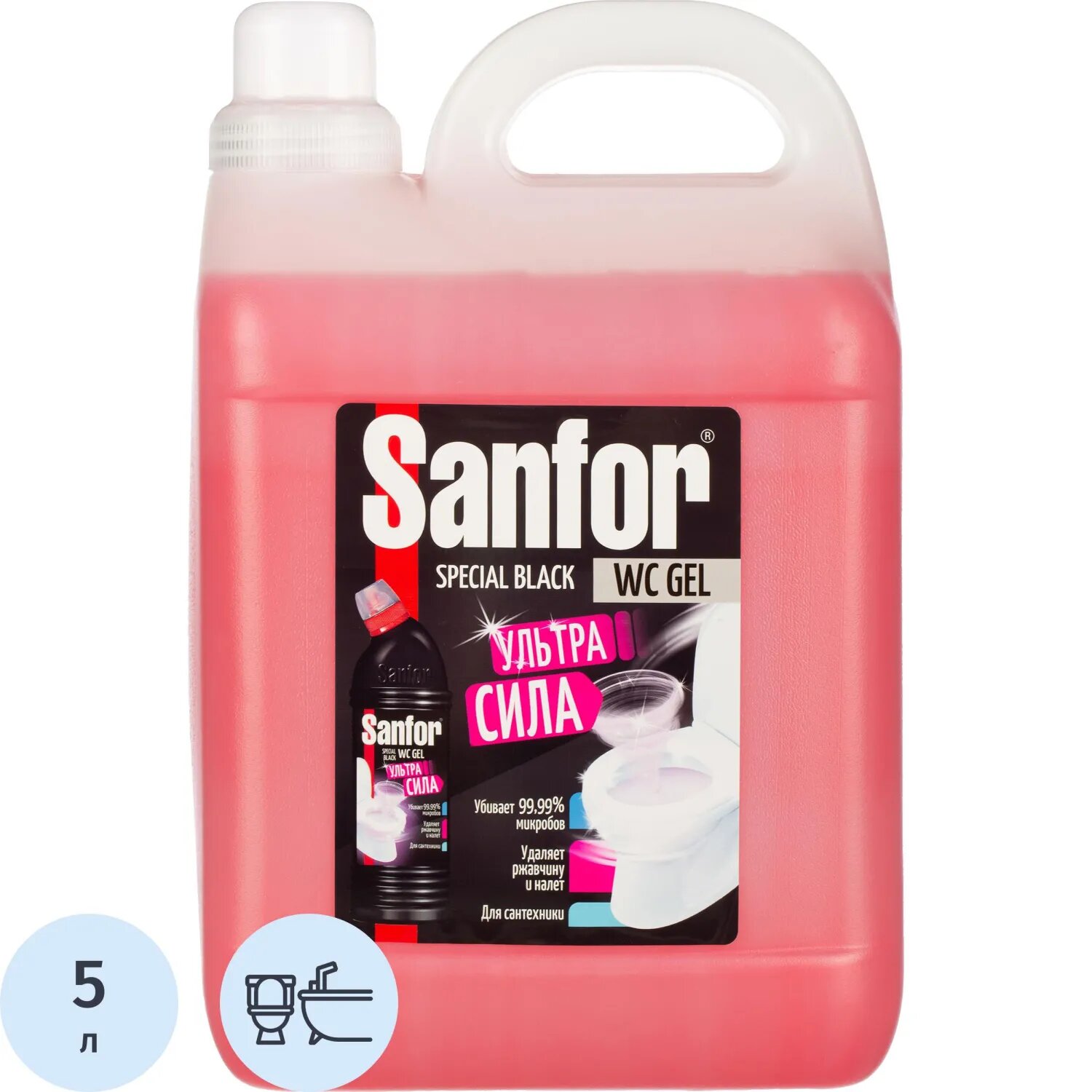 Средство для сантехники SANFOR WC гель Ультра сила, 5 л