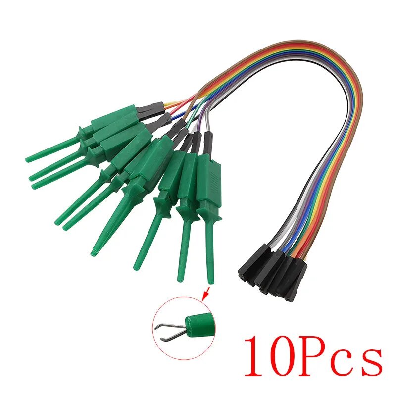 10шт Щипковые зажимы Green 20CM для логического анализатора