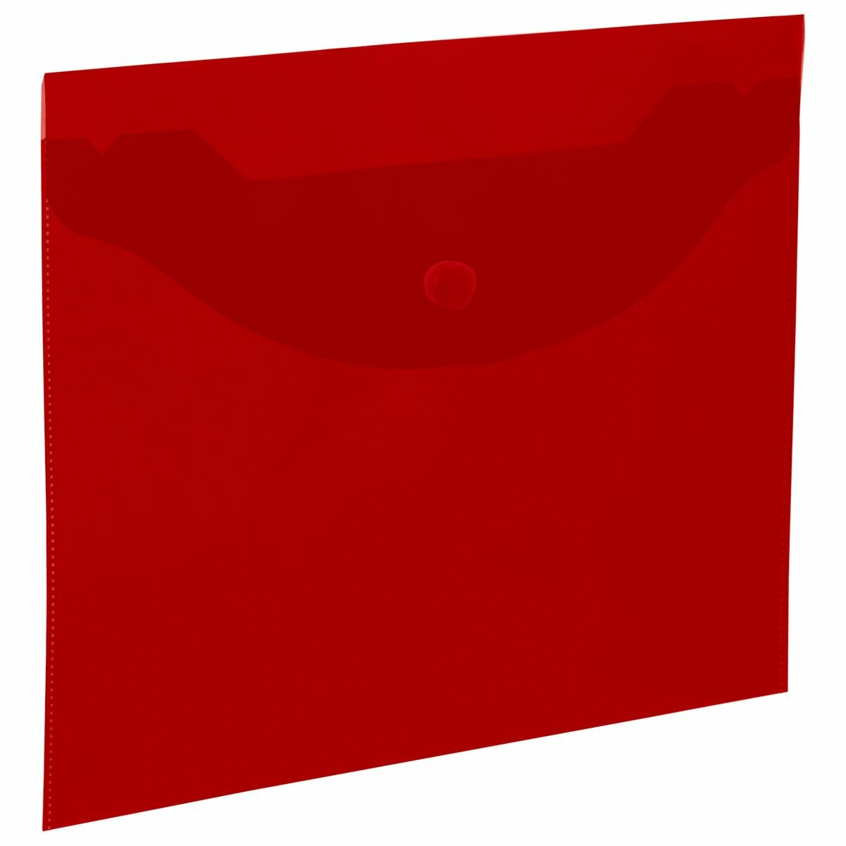Папка-конверт на кнопке Brauberg Universal (А5, 150мкм, пластик) прозрачная красная (273068)