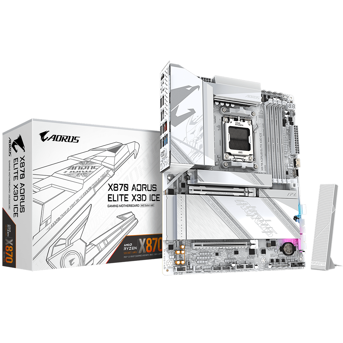 Материнская плата Gigabyte X870 AORUS ELITE X3D ICE, AM5, AMD X870, ATX, RTL (X870 AORUS ELITE X3D ICE)