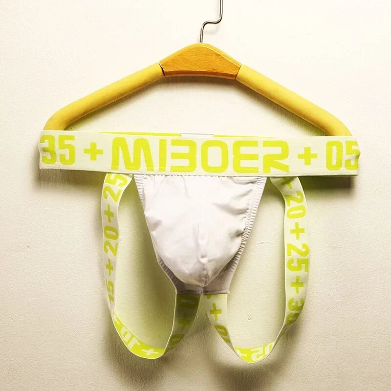 Мужские стринги акрил G-string Желтый, XL, White