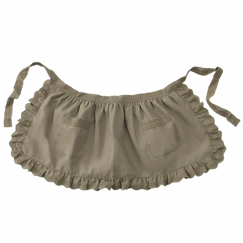 Кружевной фартук, нагрудник с карманом до середины бедра, детская занавеска для пердежа-Хаки