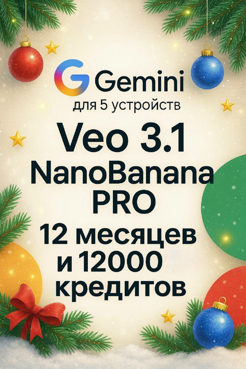 Gemini Pro 3 для 5 устройств + Veo 3.1 + NanoBanana PRO — 12 месяцев и 12000 кредитов