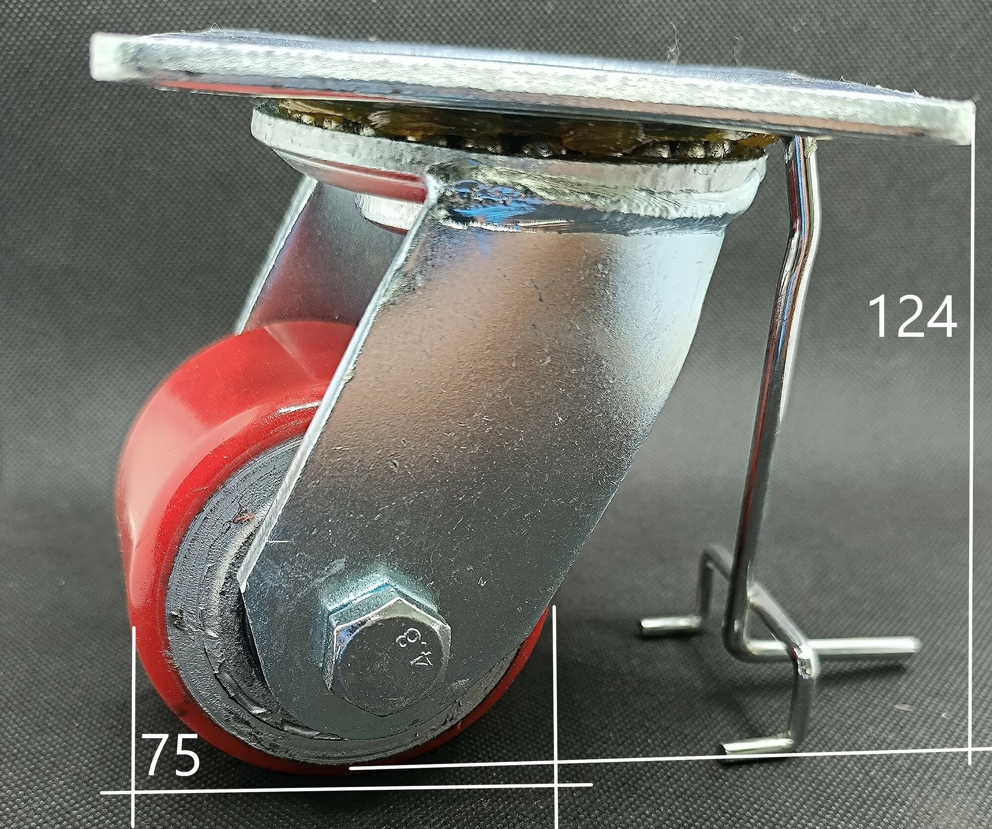 Поворотные колеса для тележек викарт 75 мм, полиуретановые, большегрузные