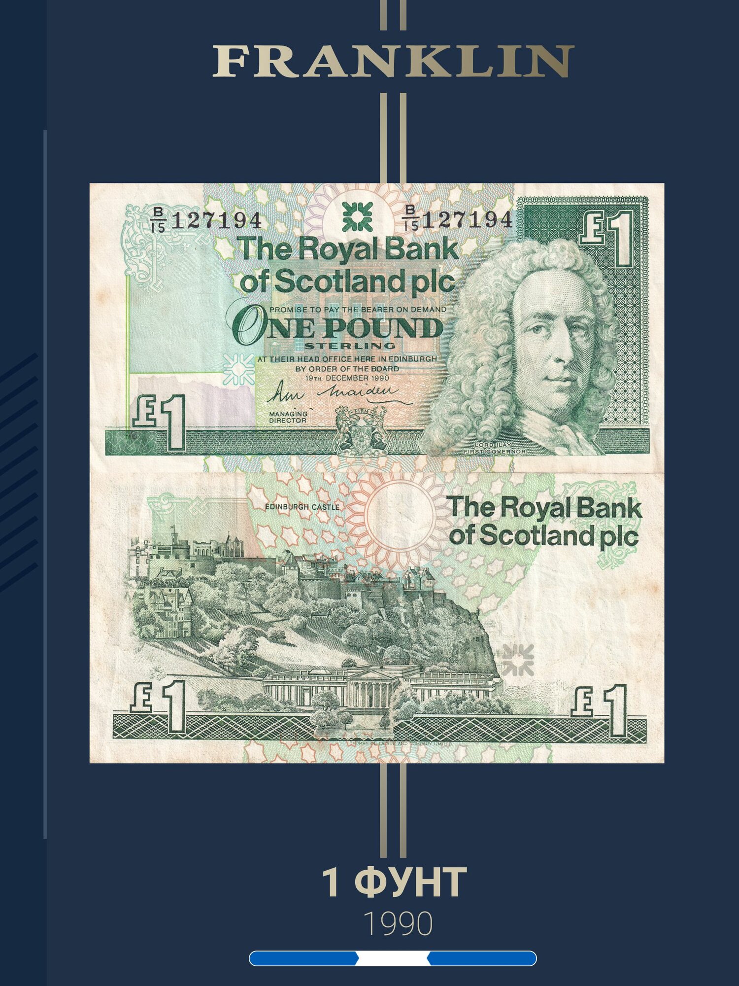 Банкнота Шотландия 1 фунт 1990 год (VF) Pick 351а.3