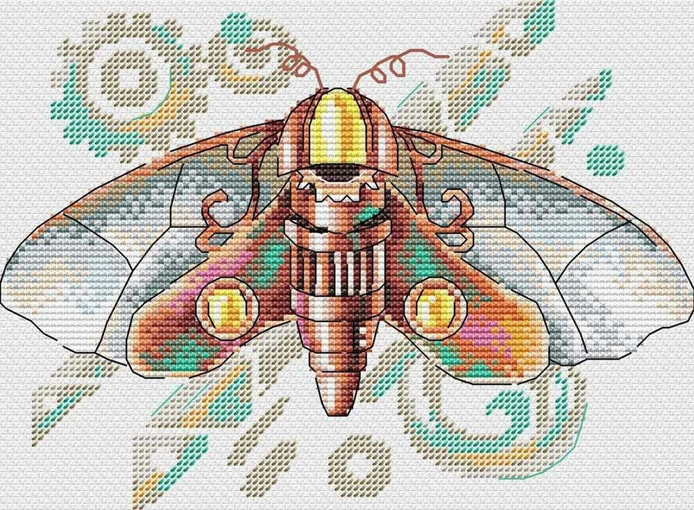 Вышивка на одежду набор Жар-птица (МП-студия), "Бражник", 15х20 см, Насекомые Мотыльки