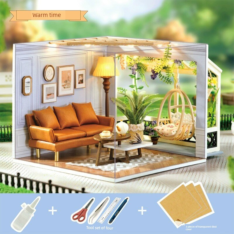 Набор для сборки миниатюрной диорамы Warm Moments с LED-подсветкой, инструментами, клеем и пылезащитным колпачком