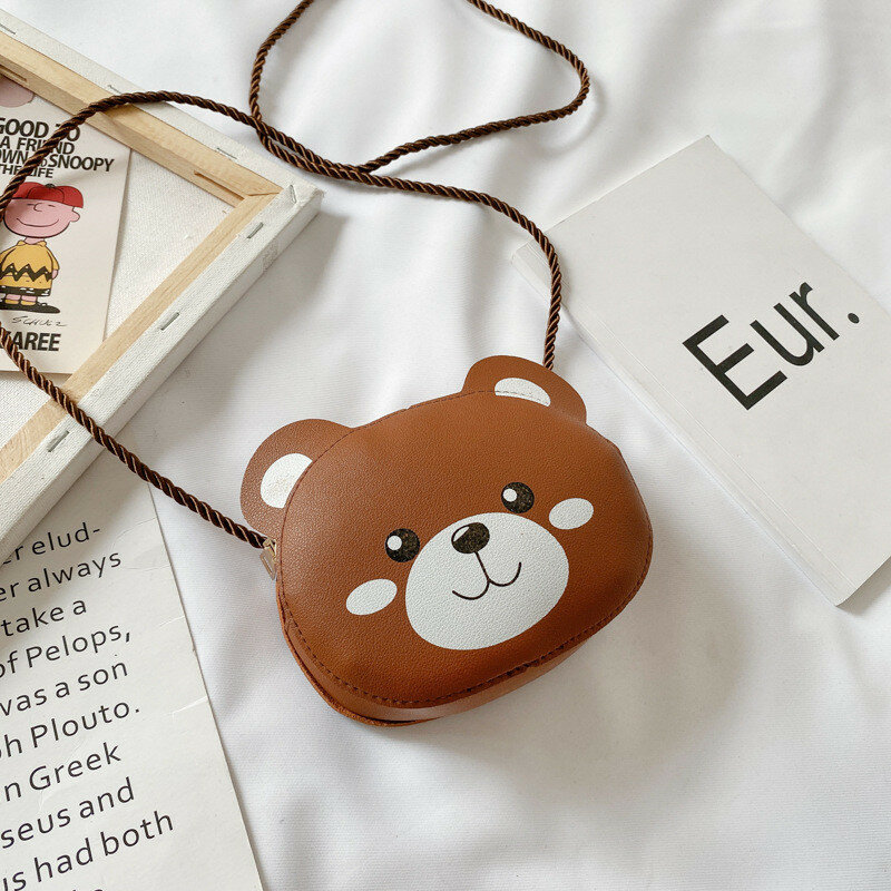 Детская сумка из искусственной кожи пу с ярким рисунком животного легкая для детей от 2 до 5 лет коричневый