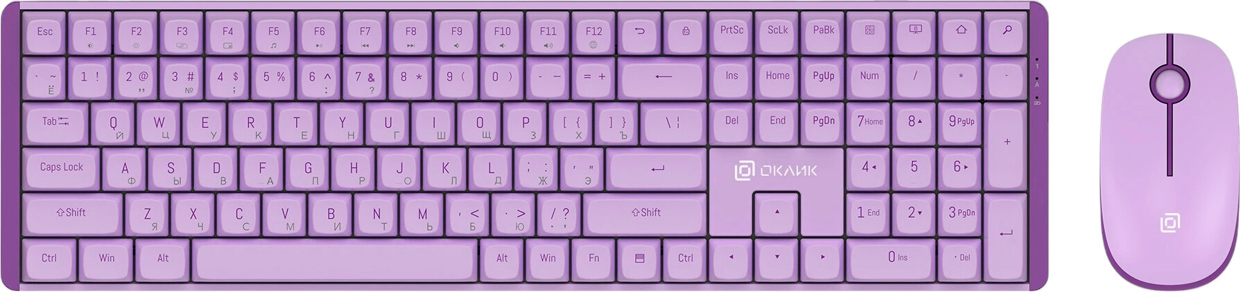 Клавиатура + мышь Oklick S315W сиреневый