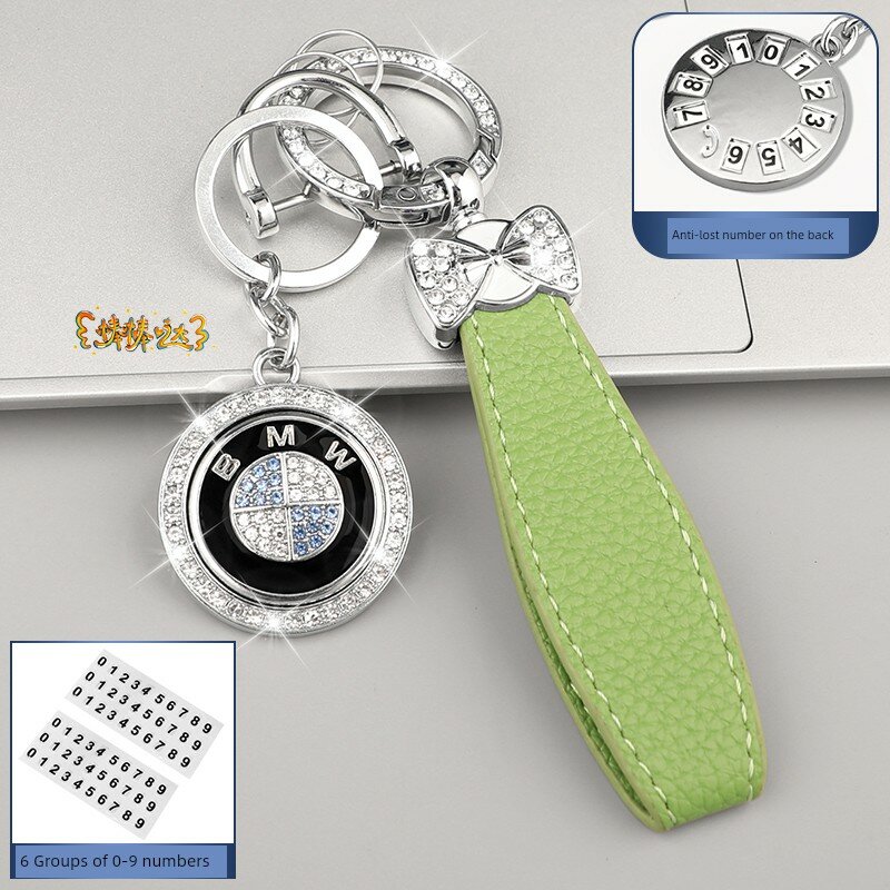 Брелок для ключей автомобиля для женщин, новый изысканный аксессуар для сумки с бриллиантовым бантом, брелок с номером