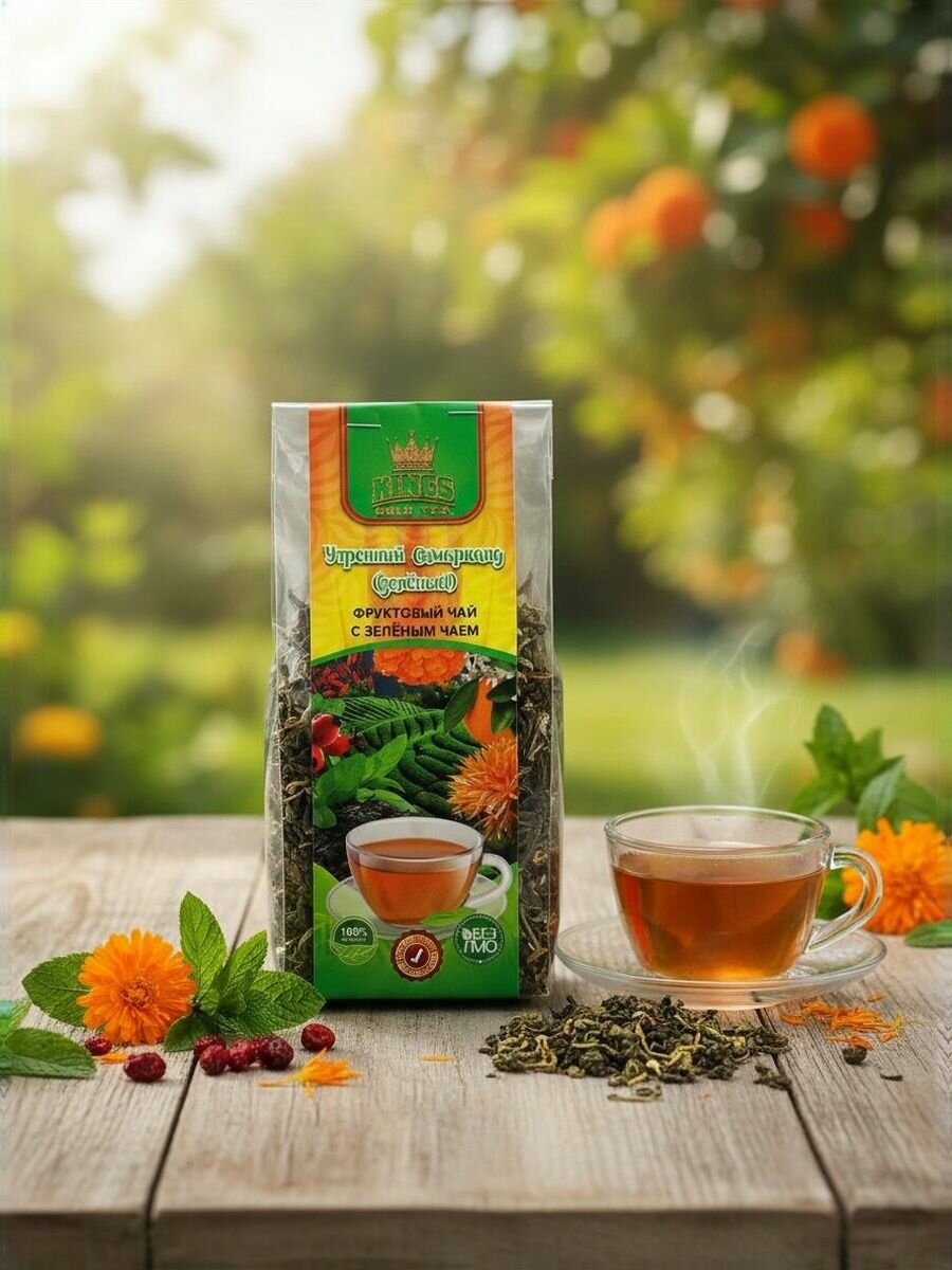 Фруктовый чай "Утренний Самарканд" с зеленым чаем, 180г