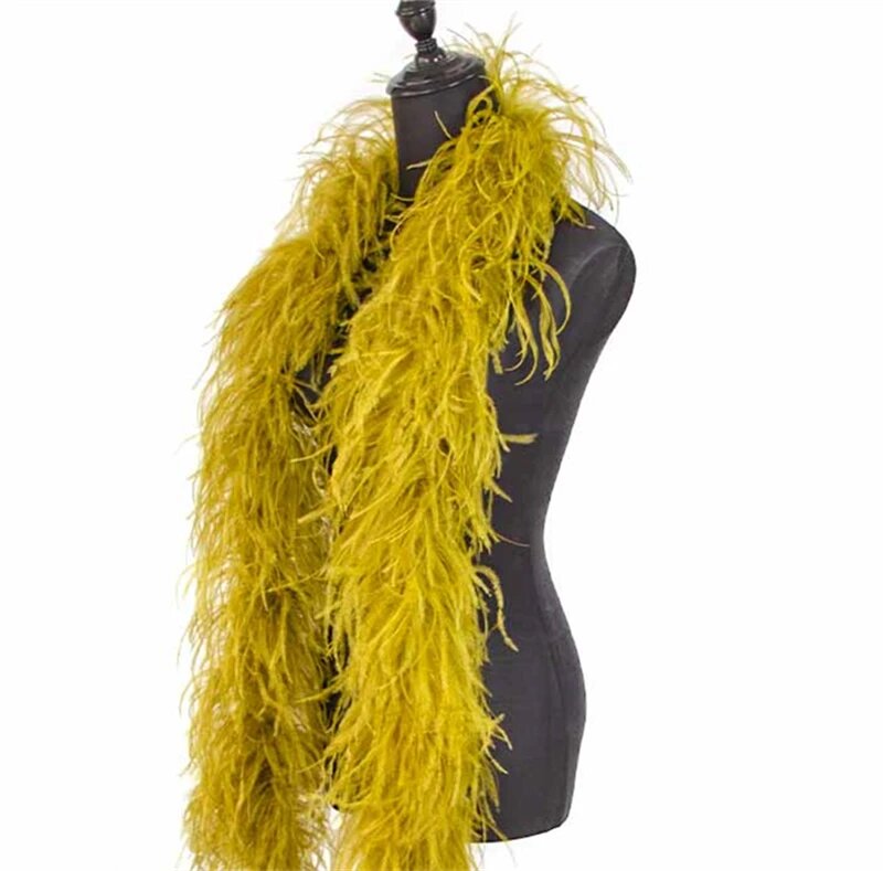 Боа из страусиных перьев WZBDECOR 2 и 3 м Желтый, 10Ply 2 meter, olive green