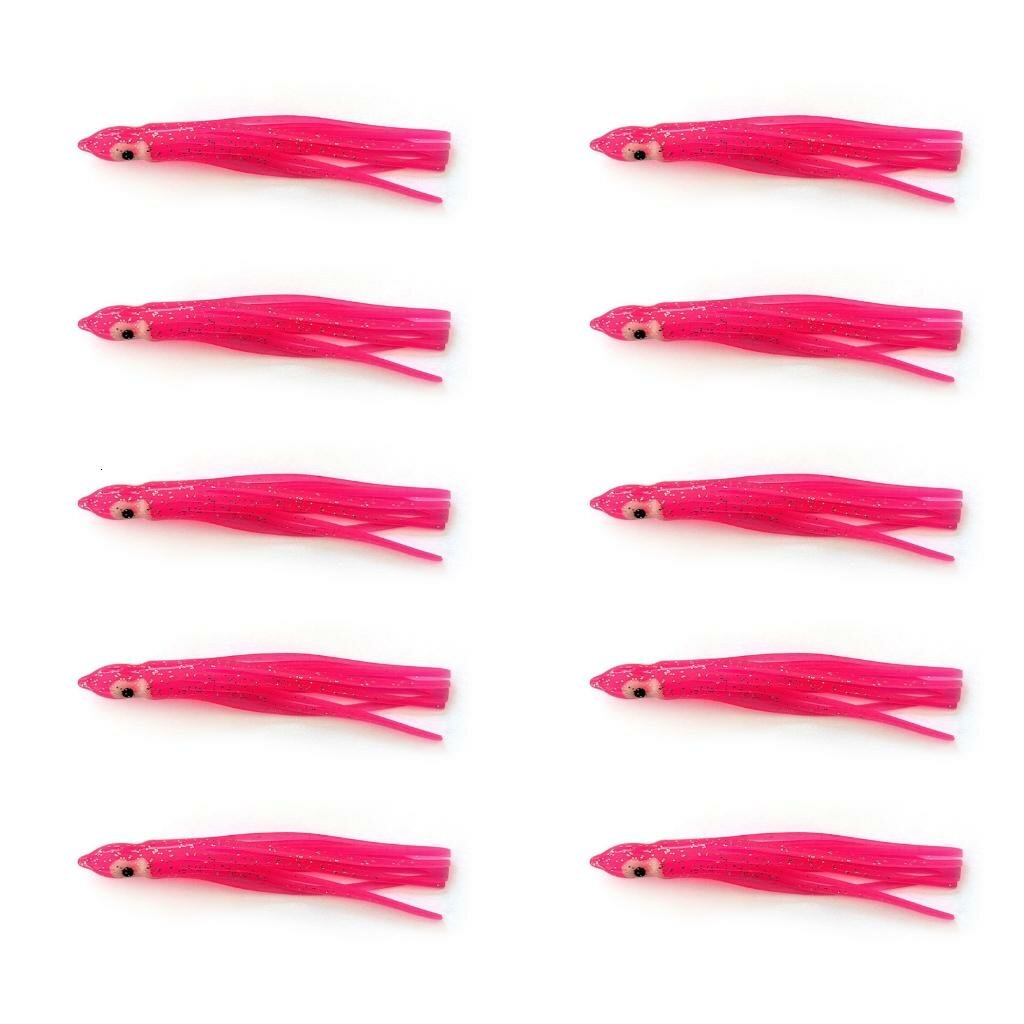 10шт Светящиеся Осьминог Джиг Крючки, Розовый