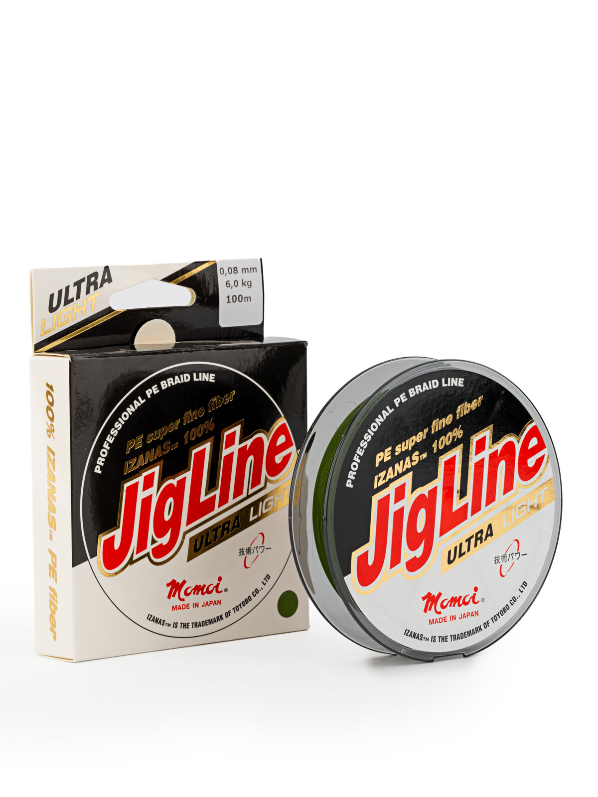Плетеный шнур Jigline Ultra Light, длина 100 м, толщина 0,10 мм, тест 8 кг, цвет оливковый