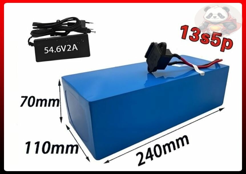Электрический велосипед высокой мощности 13S5P 48V 50ah 18650 Аккумулятор для скутера 1500 Вт + BMS