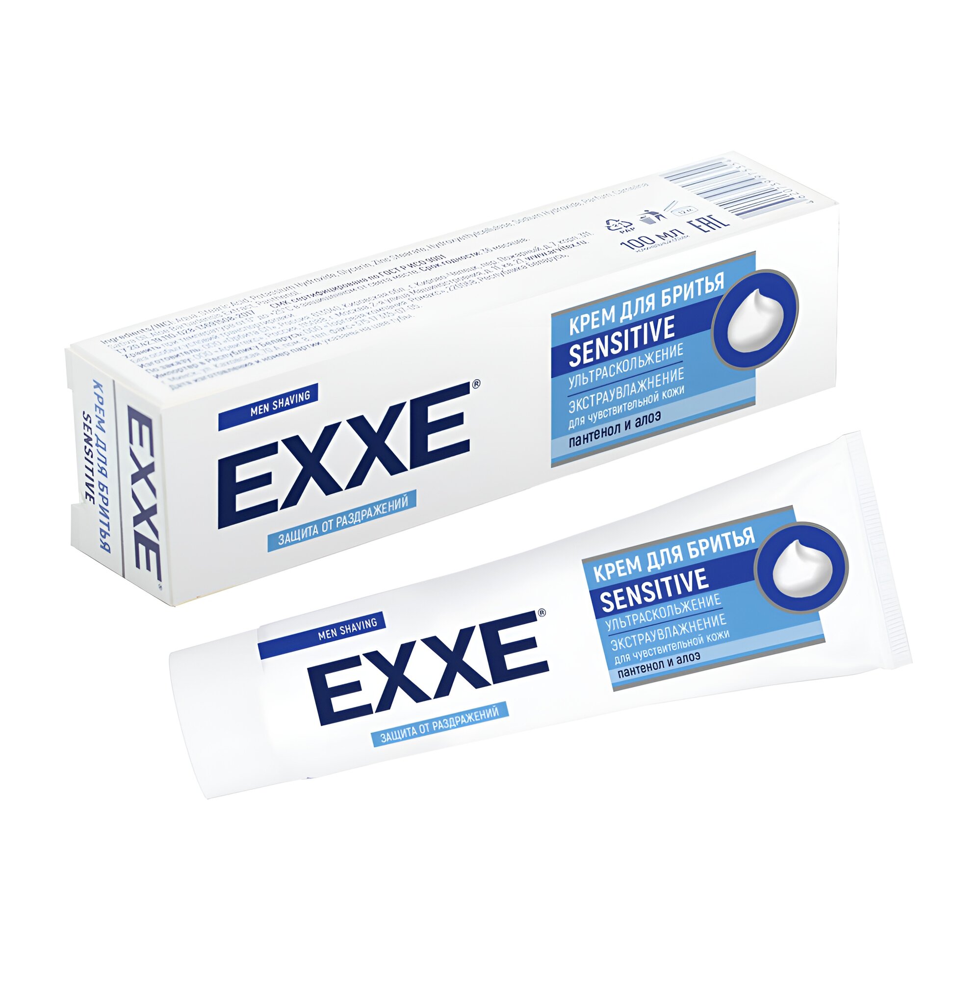 Крем для бритья EXXE Sensitive, пантенол и алоэ для чувствительной кожи, 100 мл.