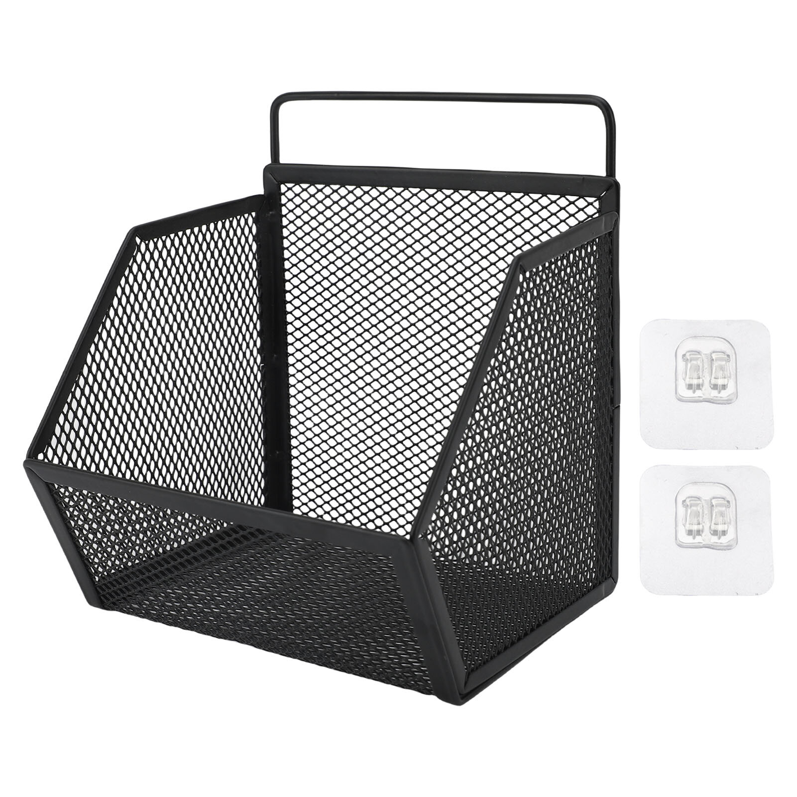 Подвесная проволочная корзина 13,2x10x15 см, самоклеящаяся металлическая, для хранения вещей на кухне, в ванной, спальне, черная