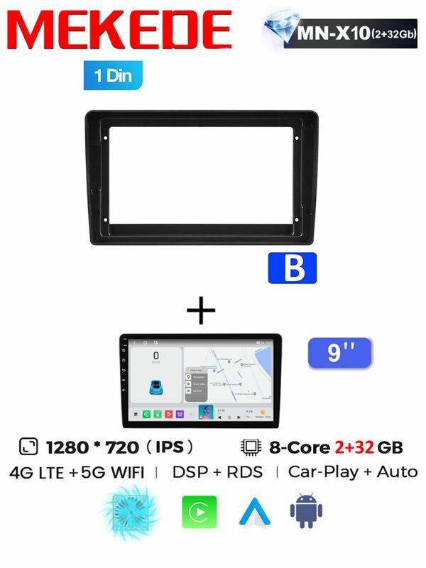 Магнитола 9" Mekede MN X10 Pro 2/32 Gb Honda Odyssey RL1 1998-2004 (B) Правый руль 1 din carplay