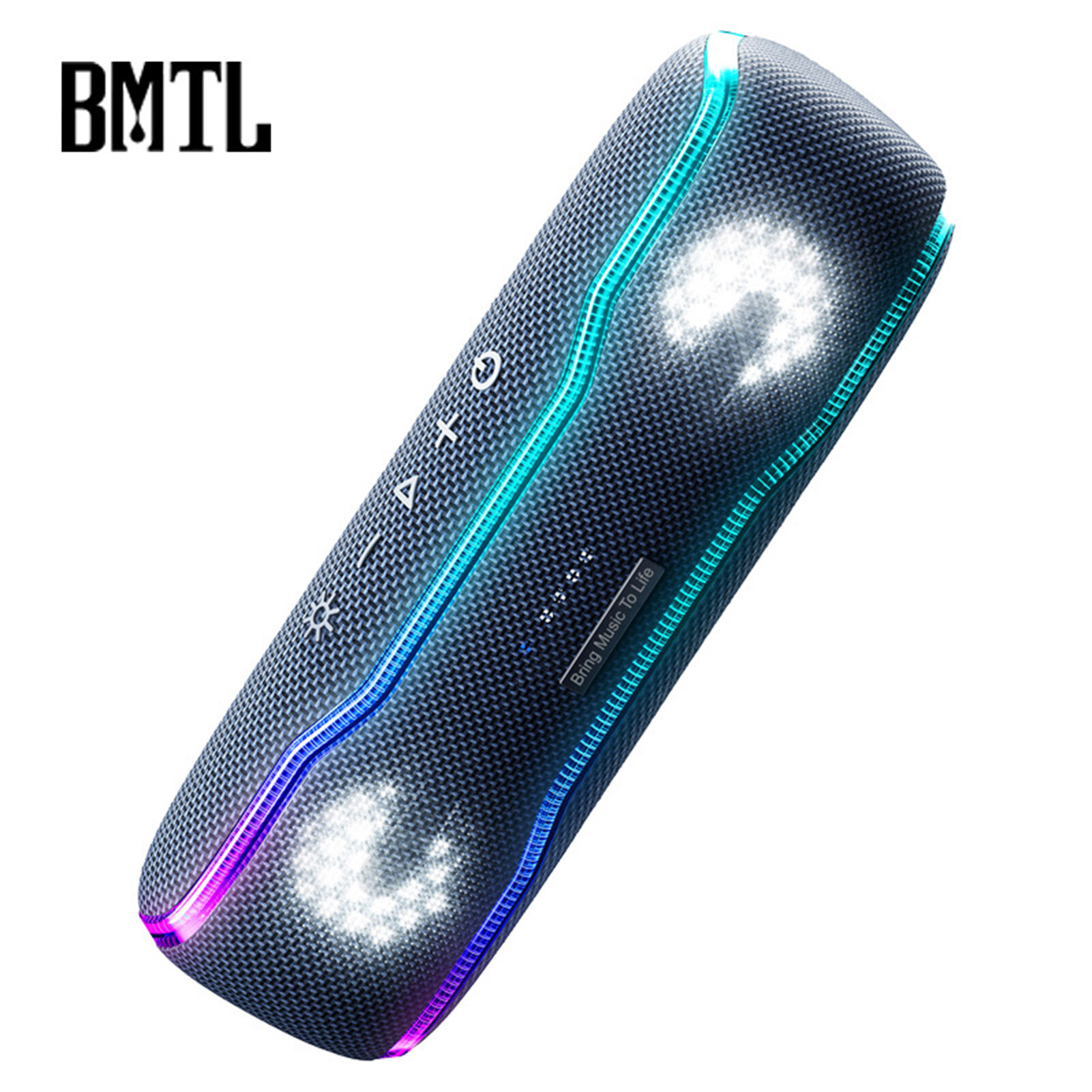BMTL Портативный беспроводной динамик BT5.3 Водонепроницаемый IPX7 RGB световой эффект TWS серия стерео сцена HiFi звук мощный басс подключение AUX BT TF карта длительное время работы 30W портативный для вечеринок Цвет: Синий/Розовый Количество: 2