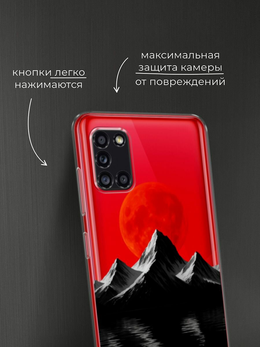 Чехол на Samsung Galaxy A31 / Самсунг Галакси А31 с принтом Черная гора, прозрачный — фото 1