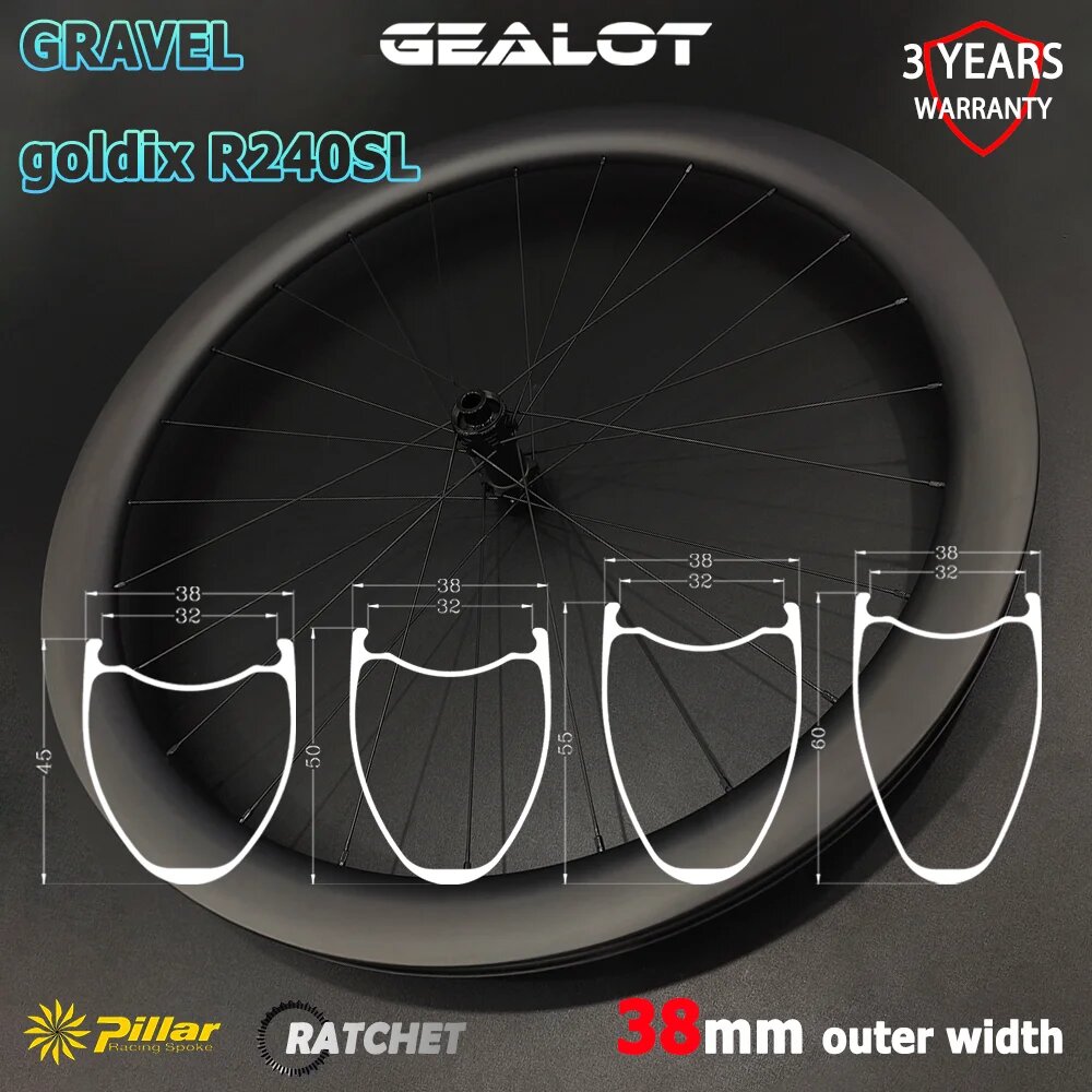 Колеса шоссейные GEALOT Goldix R240SL 700C, цвет 38x60mm, HG(9-11S)