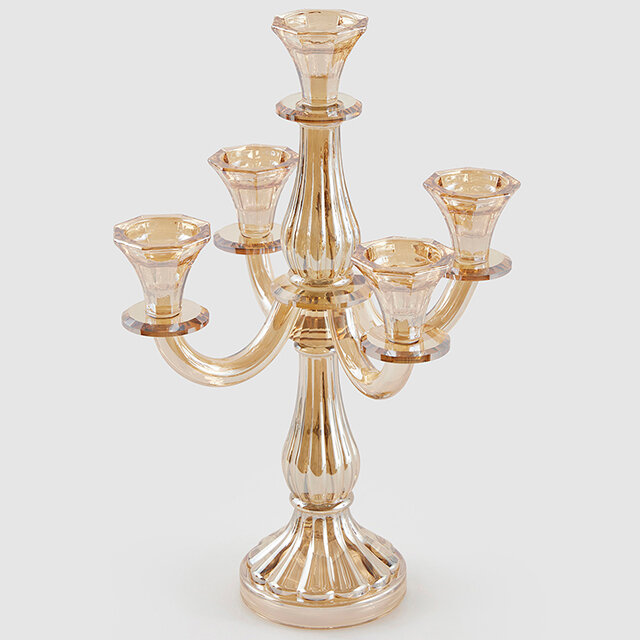 Декоративный подсвечник-канделябр на 5 свечей Cristallerie 35 см шампань, EDG, 4400064A247