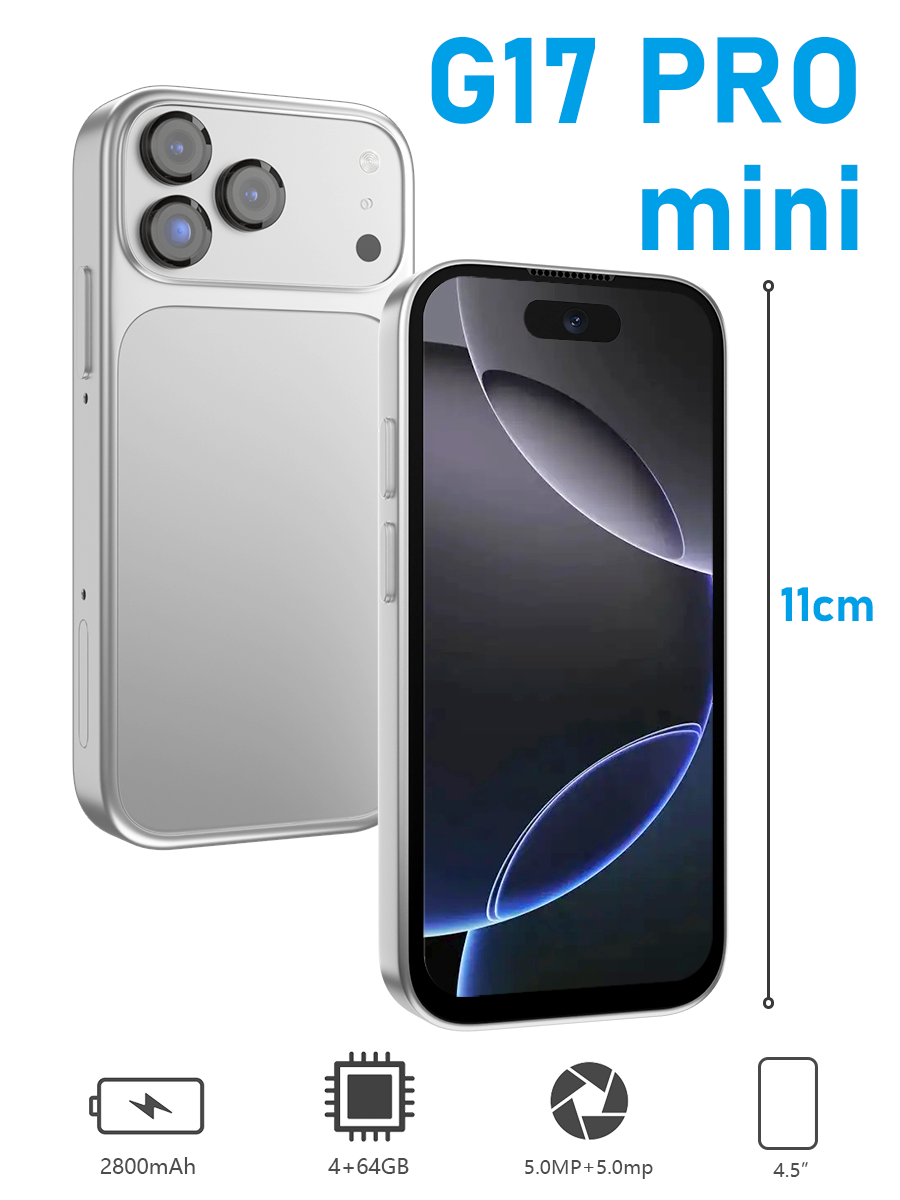 Мини-смартфон W&O "G17 Promini", 4ГБ + 64ГБ, IPS-экран, 4,5 дюйма, Детские подарки белое