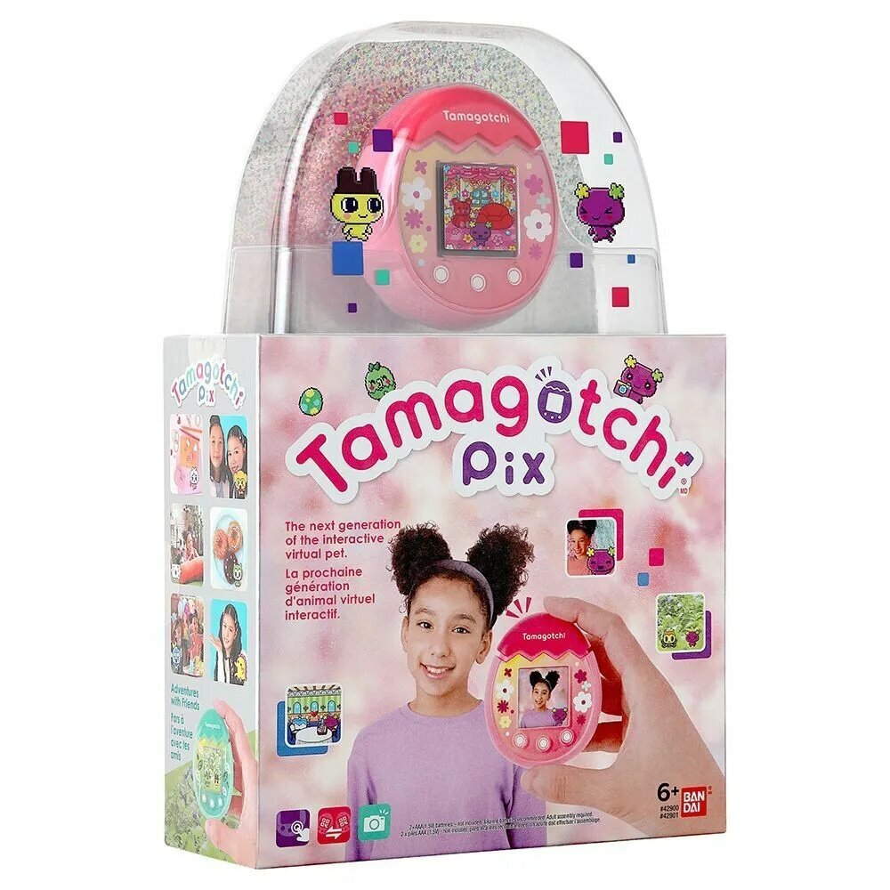 Bandai Tamagotchi Pix Floral, питомец виртуальной реальности, розовый