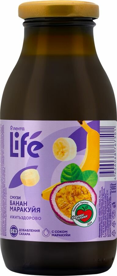 Смузи лента LIFE Банан, маракуйя, 0.3л x 5 упаковок