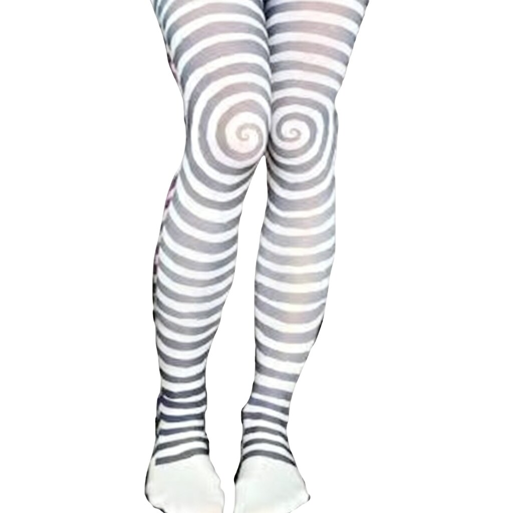 Женские Спирали С Полосатым Принтом Непрозрачные Колготки Чулки Готические Колготки Чулочно-носочные изделия