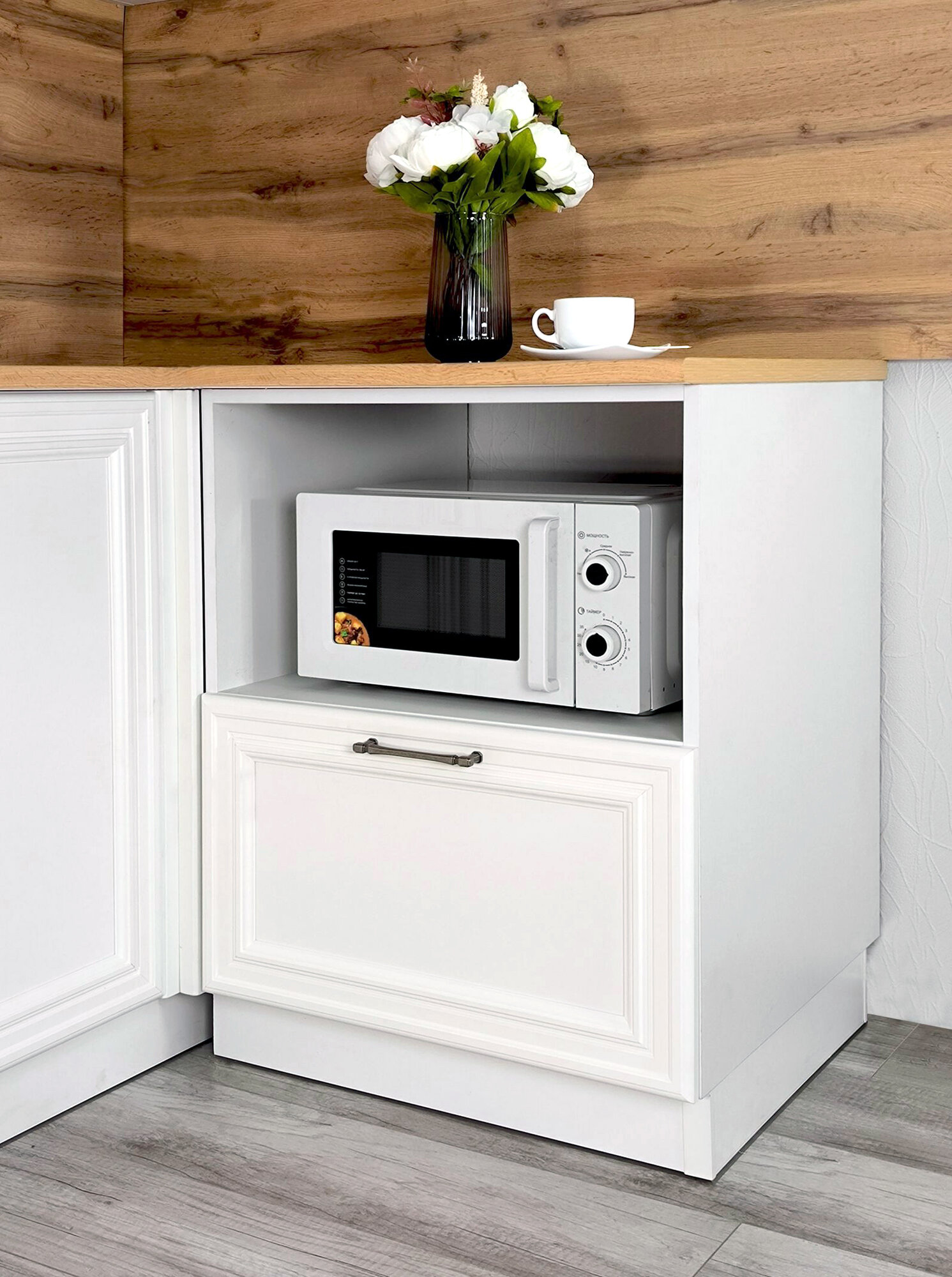 Кухонный гарнитур VITAMIN модульный шкаф с нишей под СВЧ без столешницы, МДФ цвет "Барселона" ширина 60 см.