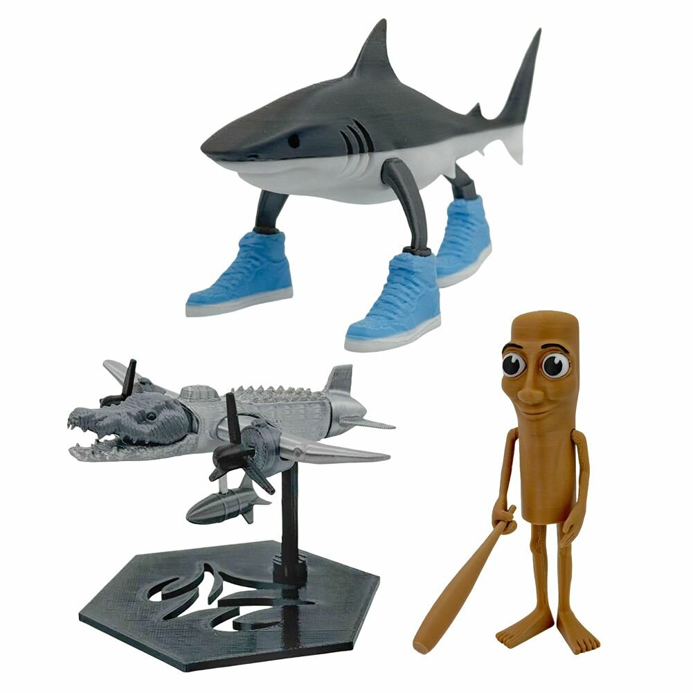 Подвижная фигурка акулы с кроссовками, 3D-печать, 100 мм