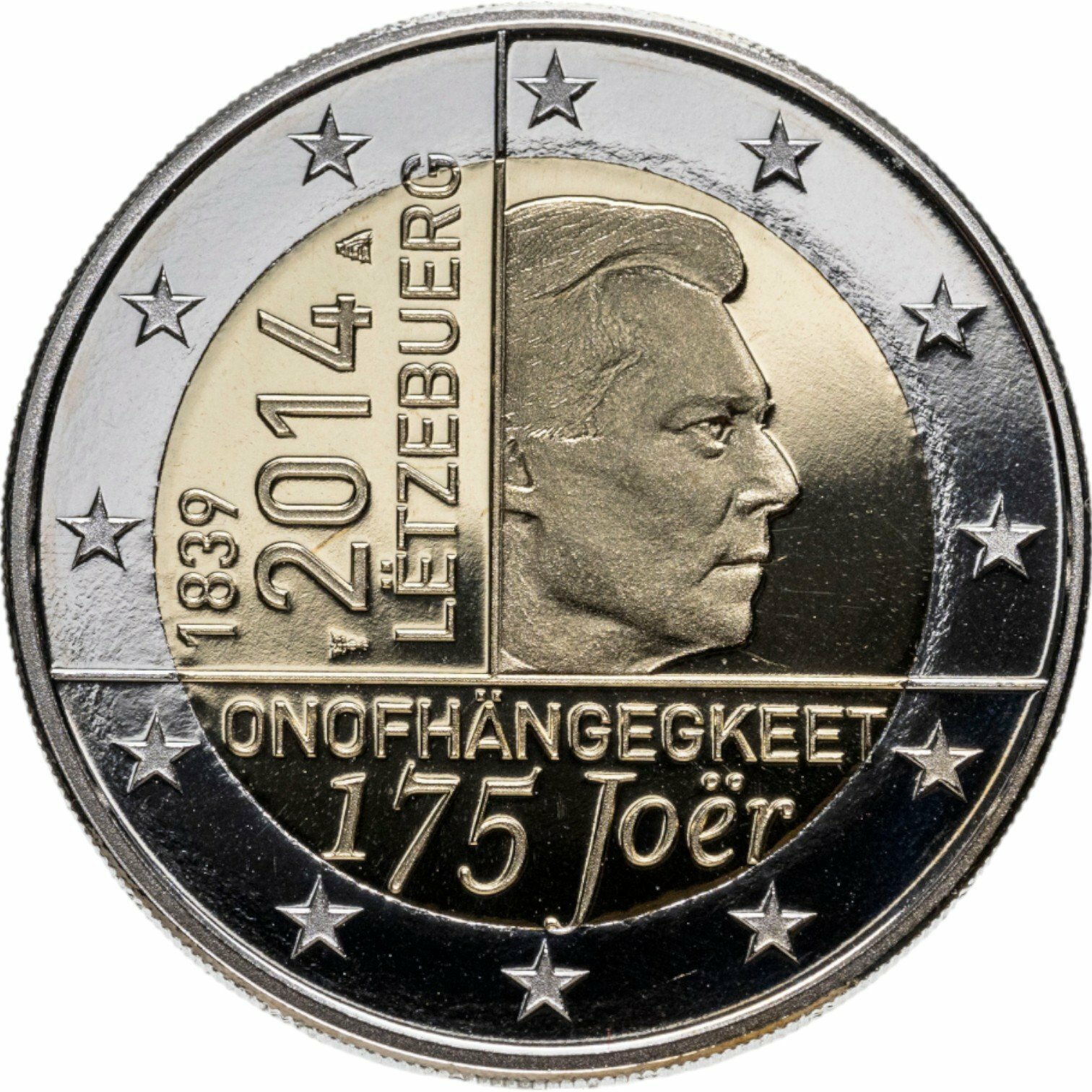 Люксембург 2 евро 2014 "175 лет независимости Люксембурга" Proof в капсуле, Биметалл