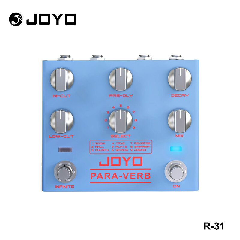 JOYO R-31 Педаль реверберации Цифровая стереогитарная педаль с 9 эффектами реверберации Infinite и Trail Functions