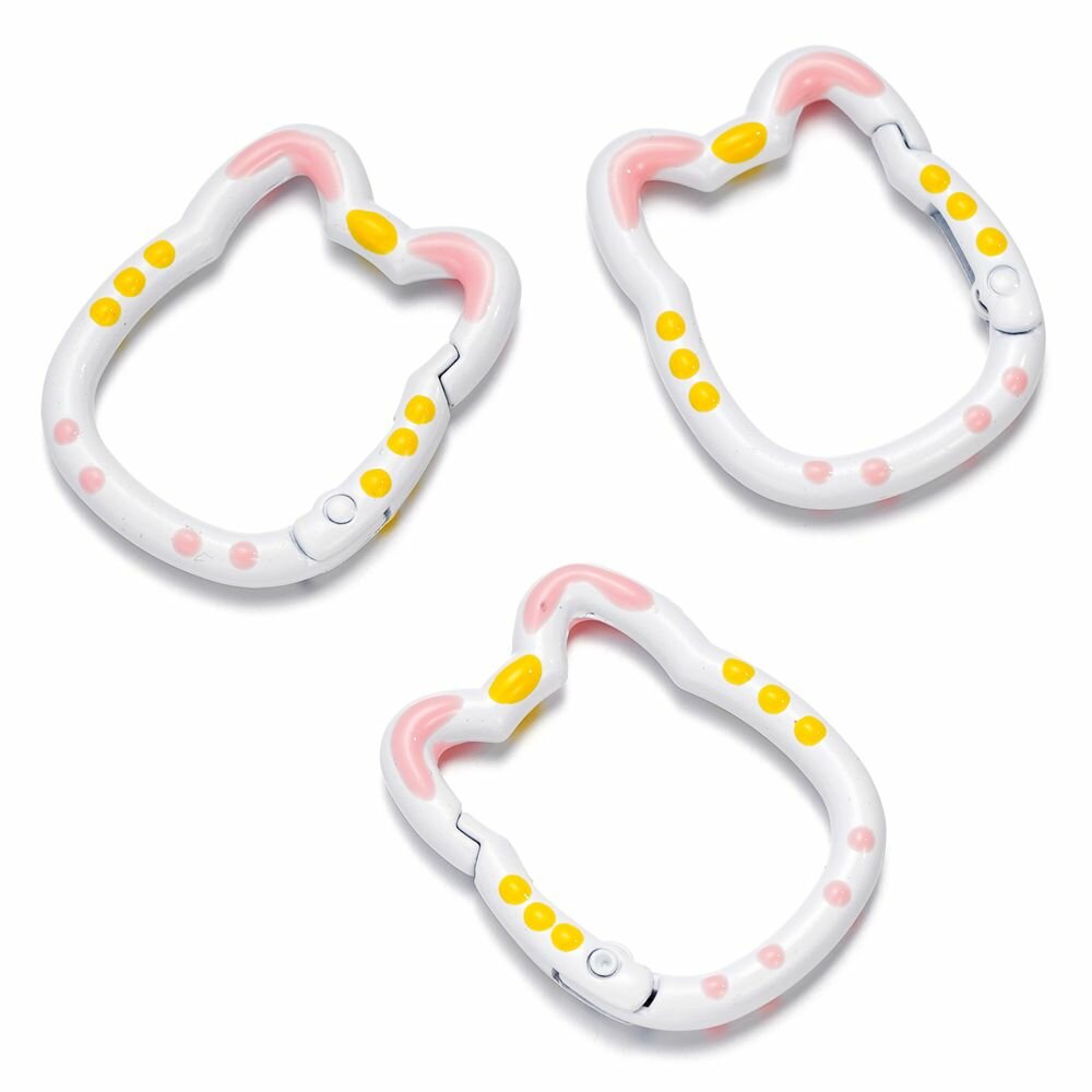 Кольца-карабины разъемные металлические в форме кошки 35,5х28 мм, белые, 5 шт для бижутерии DIY, сумок, брелков и рукоделия