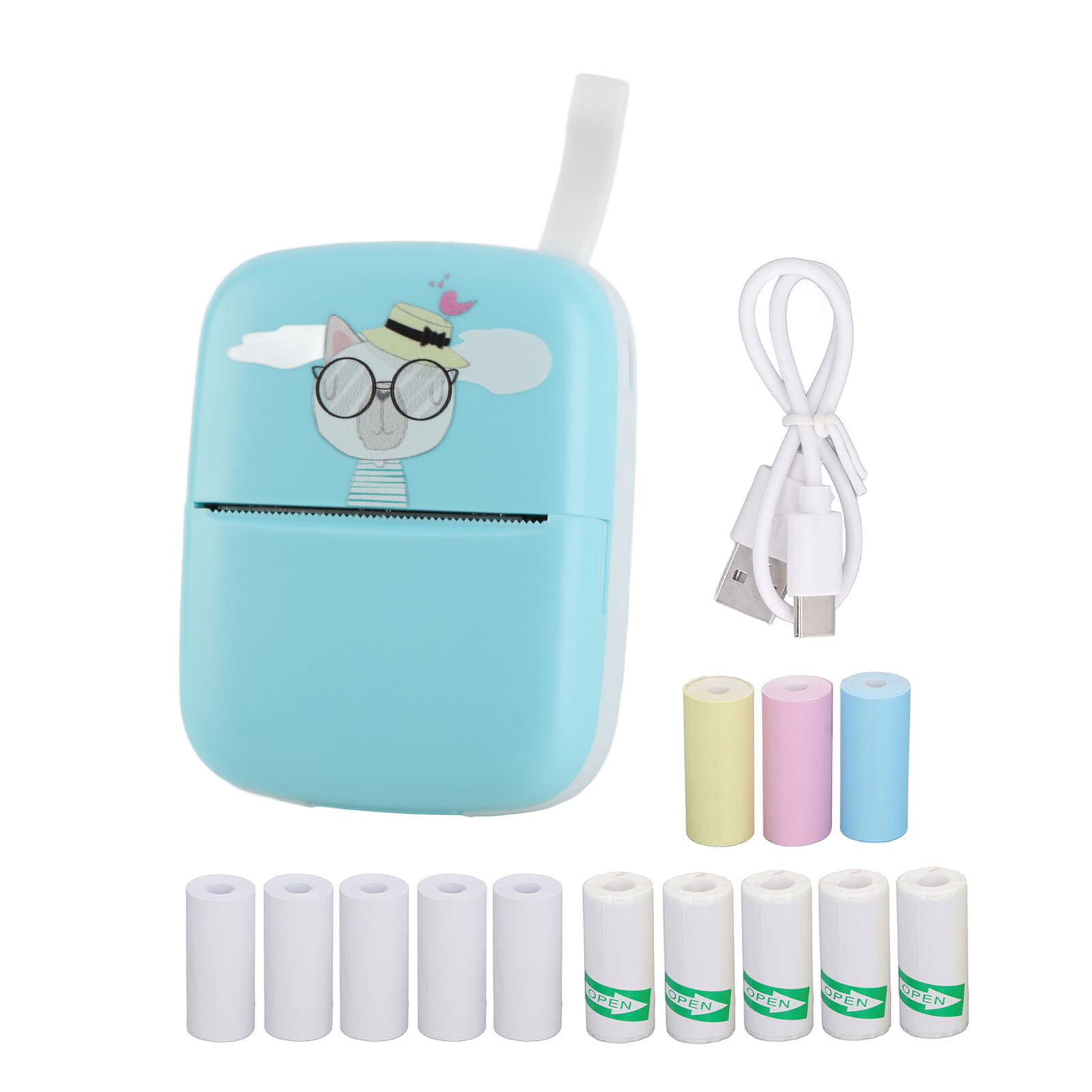 Карманный термопринтер HD Мини Многофункциональный Bluetooth-телефонный принтер для студентов Синий