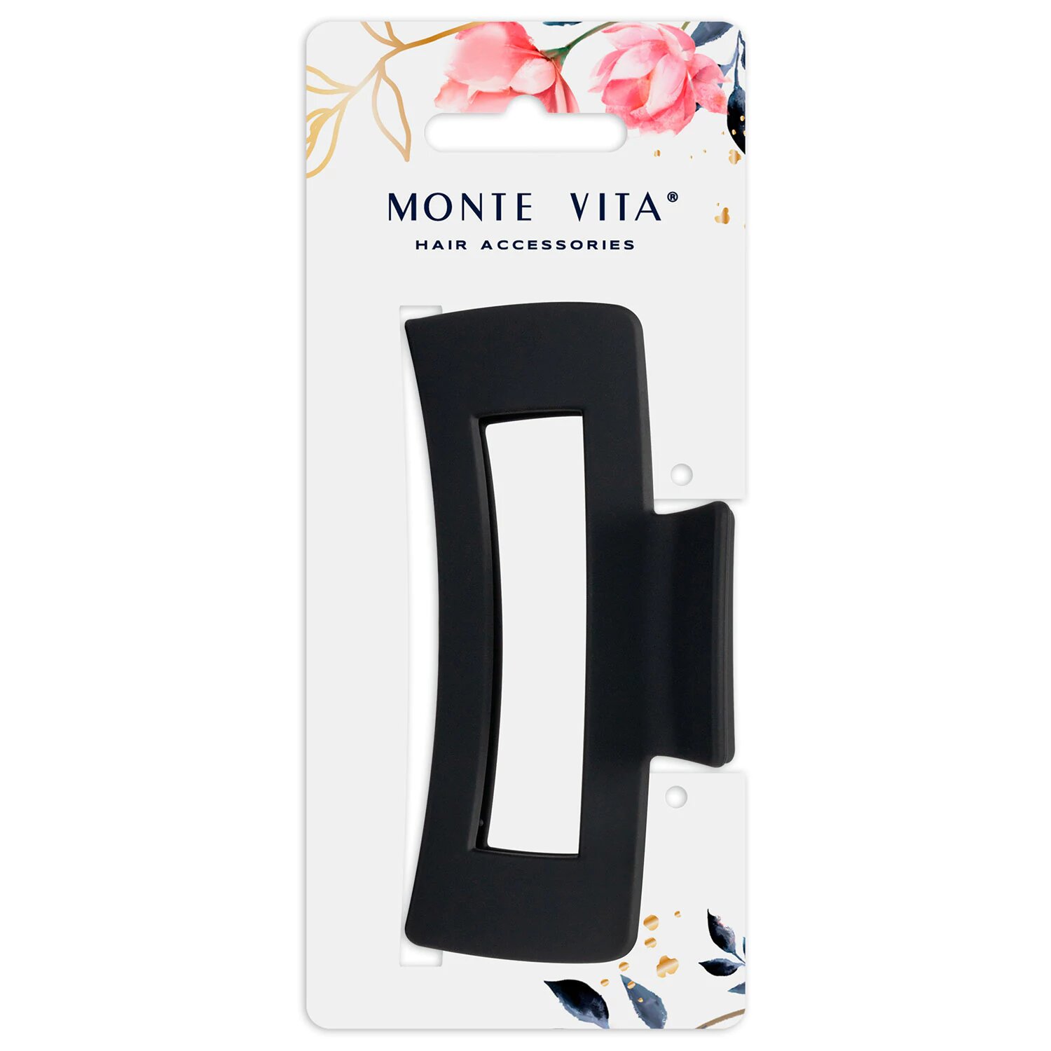 Краб для волос 10,5 см, soft-touch, чёрный, MONTE VITA, 456999, 12шт.