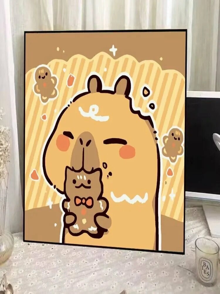 Цифровая живопись, живопись DIY с набивкой, рисунок Капибалы, бесплатные кисти и краски, 20x20 см, стиль A, 1 шт.