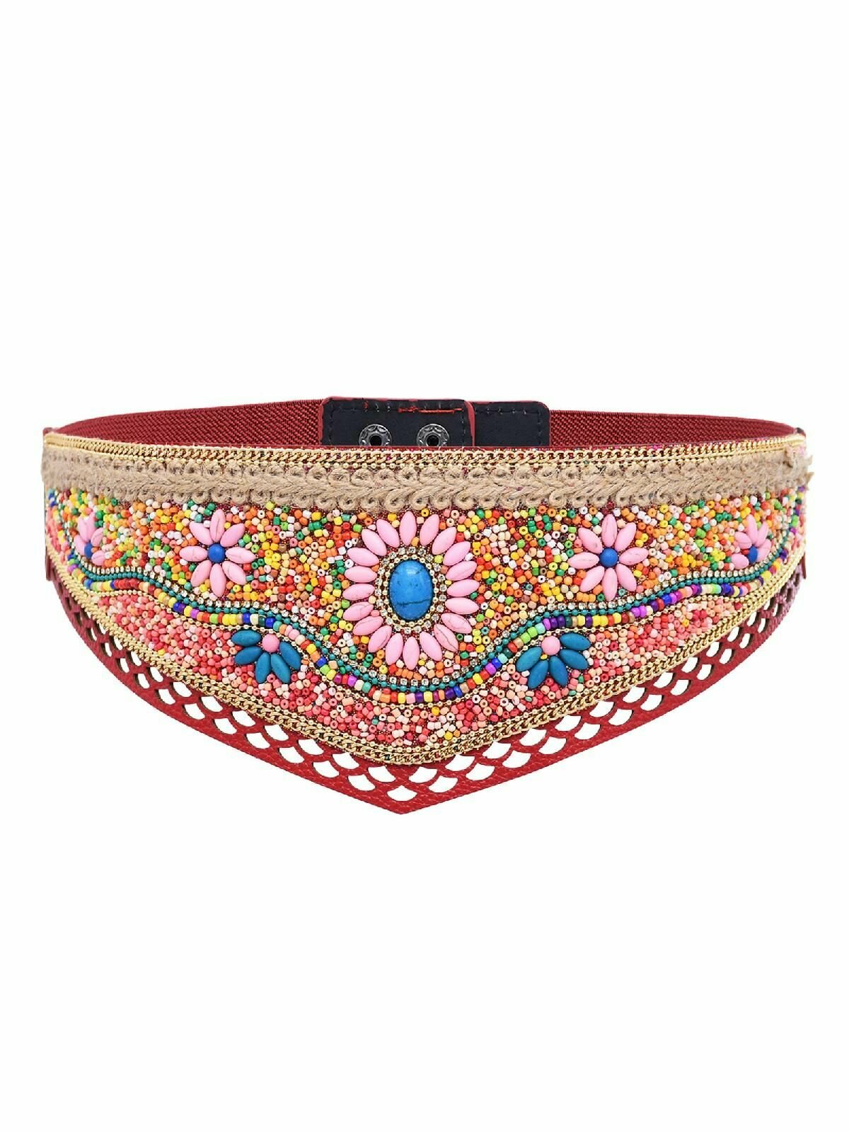 Богемный регулируемый пояс с бусинами