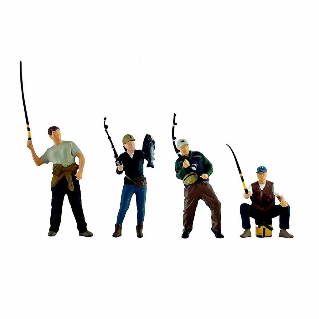 4 куклы-рыболова мужского пола в масштабе 1/64-набор из 4 человек