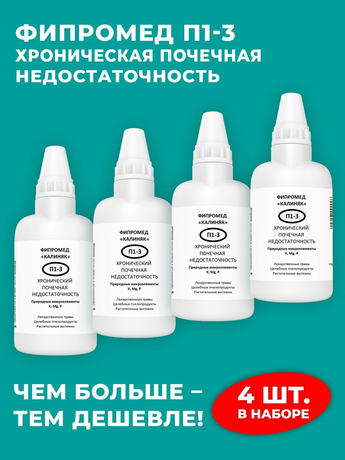 Фипромед Калиняк П1-3, Хроническая почечная недостаточность, 4 шт. по 50 мл