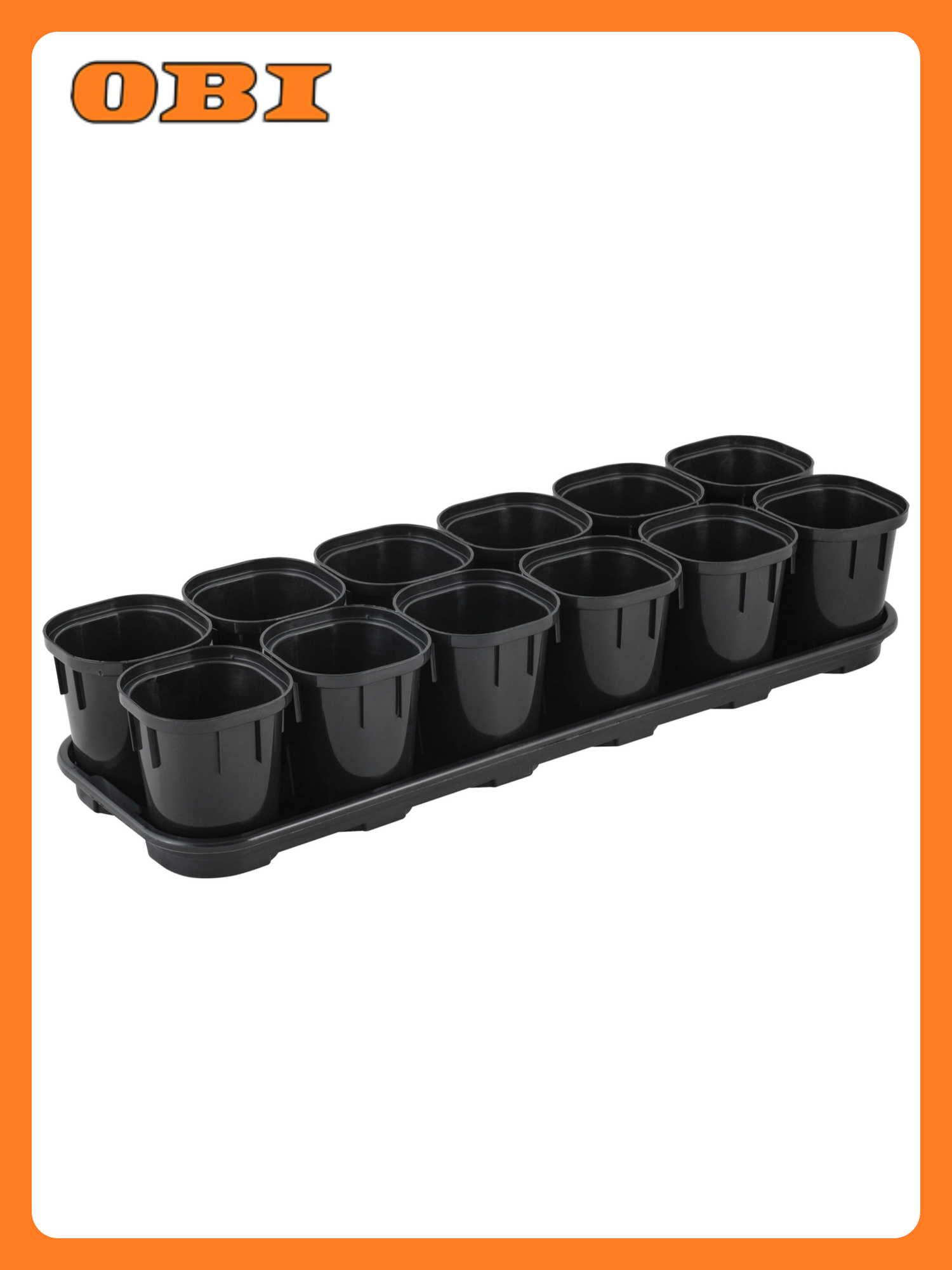 Набор горшков InGreen Smart Solution оникс с поддоном 200мл 12 шт 425х145х84 мм