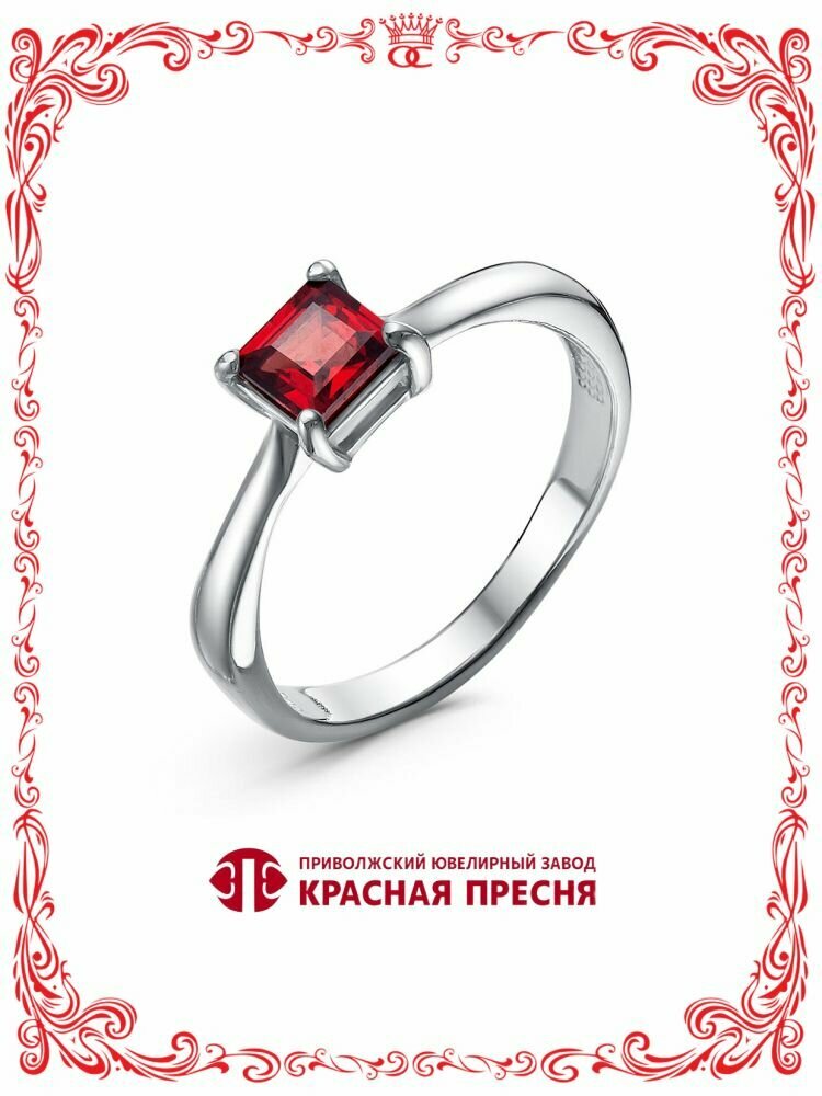 Кольцо, серебро, 925 проба, родирование, гранат