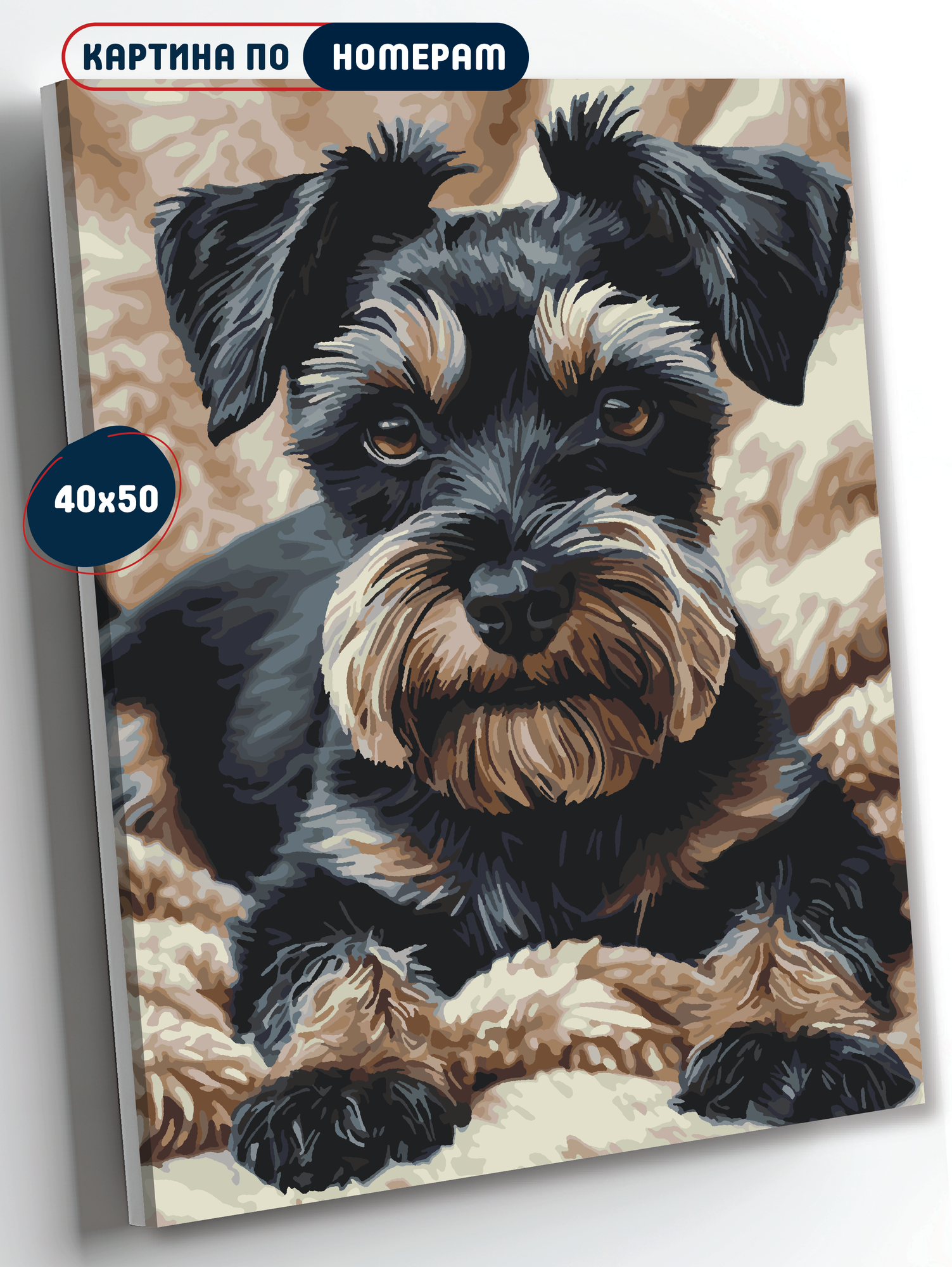 Картина по номерам "Цвергшнауцер 2", Холст на подрамнике 40х50, набор для рисования