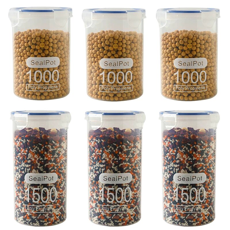 Герметичные банки, пластиковые контейнеры для еды, банки для хранения, банки для хранения круп, кухонные контейнеры для