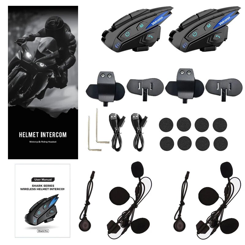 Мото Bluetooth-домофон Velconn Shark Music Sharing (double pack)
