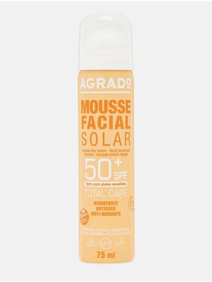 Солнцезащитный мусс для лица spf 50+ AGRADO facial sunscreen mousse