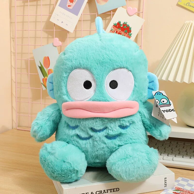 Оригинальная плюшевая игрушка Sanrio Half-Mermaid Hanton, плюшевая игрушка-рыбка-монстр, мультяшная подушка-игрушка для